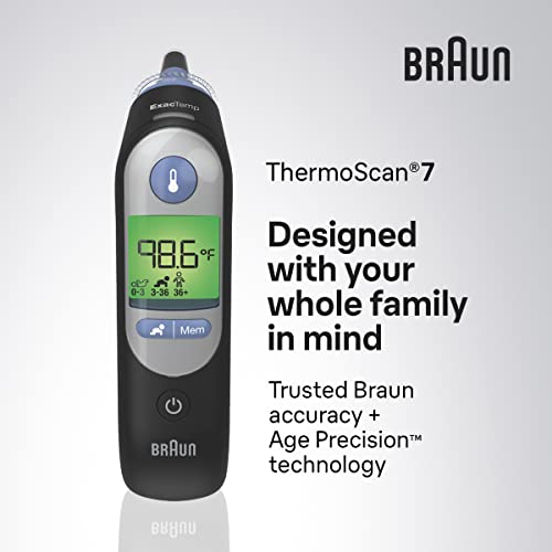 Braun ThermoScan 7 β Digital Ear Thermometer for Kids, Babies, Toddlers and Adults β Fast, Gentle, and Accurate Results in 2 Seconds - Black, IRT6520