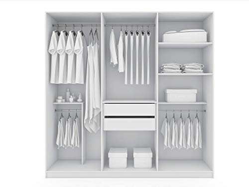 Manhattan Comfort Gramercy Contemporary Modern Freestanding Wardrobe Armoire Closet, 82.48", White