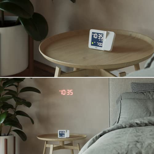 Braun Digital Projection Alarm Clock with 4 Backlight Options, Negative LCD Display, Quick Set, Beep Alarm in White, Model BC15W