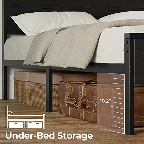 Rolanstar Bed Frame with Charging Station, Full Bed Frame with LED Lights Headboard, Metal Platform Bed Frame, Strong Slats Support, 10.2β Under Bed Storage Clearance, No Box Spring Needed, Noise Free