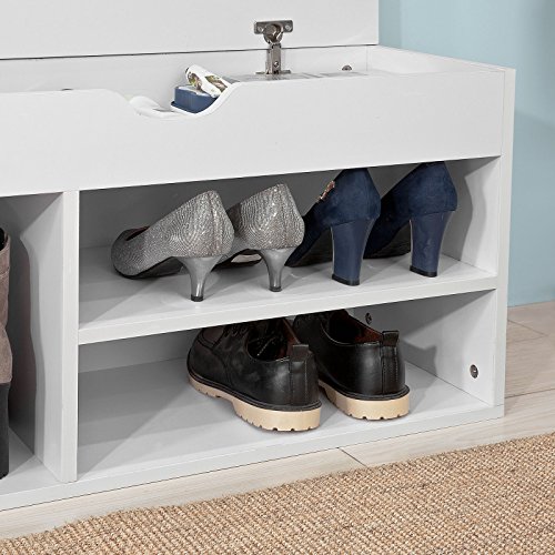 Haotian FSR45-HG,Shoe Storage Cabinet,Shoe Rack Shoe Bench with Lift Up Bench Top and Grey Cushion