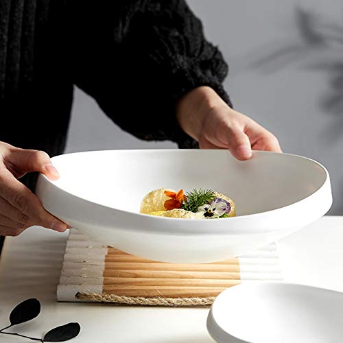 KOWMcp Dinner Plates 1Pcs White Ceramic Plate, Can Be Used to Set The Plate, Put Steak, Vegetables, Fruits, Eggs (Size : M)