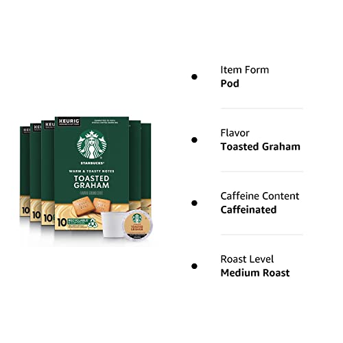 Starbucks Flavored K-Cup Coffee Pods — Toasted Graham for Keurig Brewers — 6 boxes (60 pods total)
