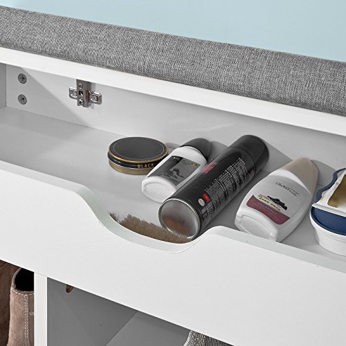Haotian FSR45-HG,Shoe Storage Cabinet,Shoe Rack Shoe Bench with Lift Up Bench Top and Grey Cushion