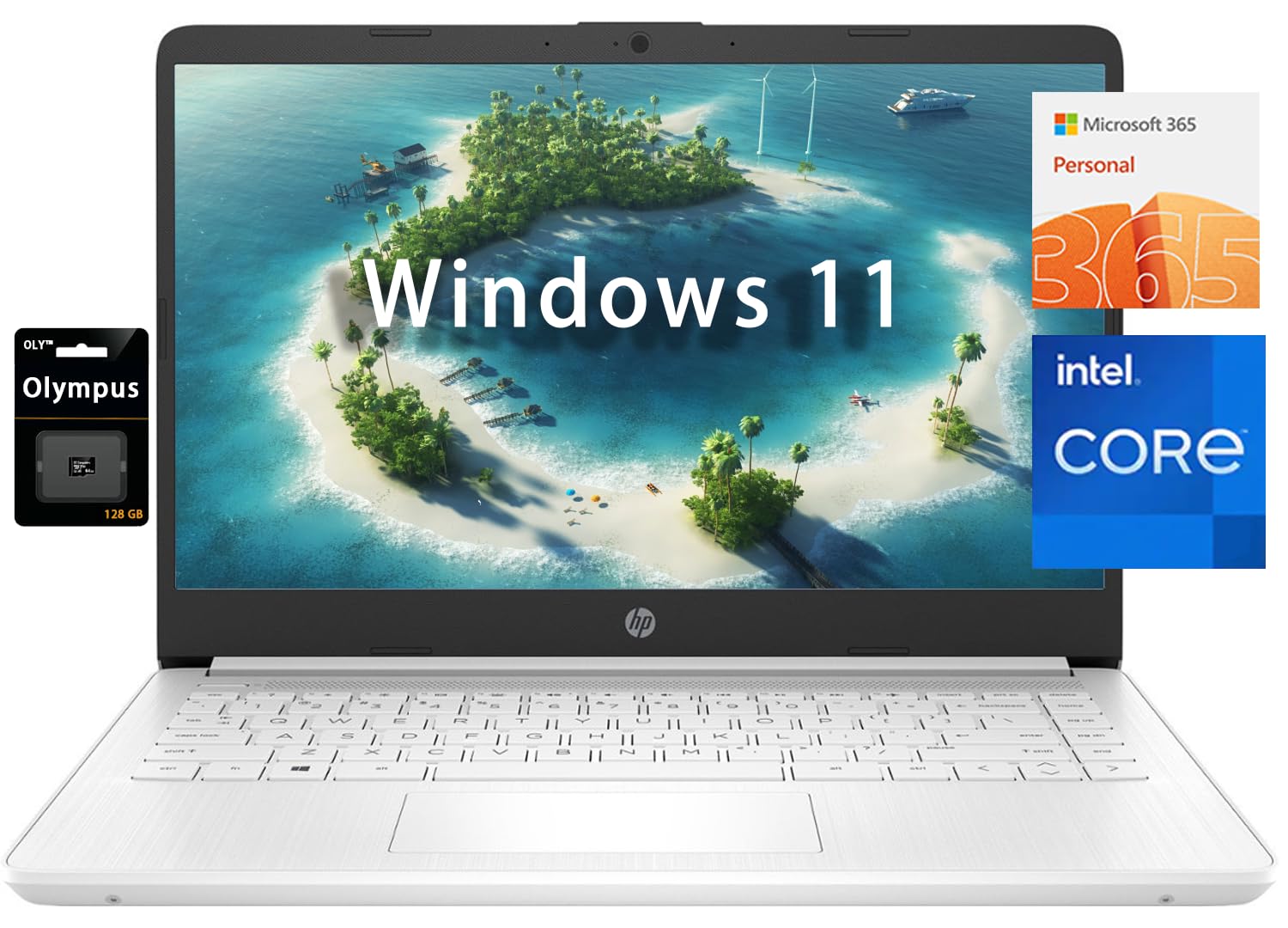 HP Newest 14" Ultral Light Laptop for Business. Intel Quad-Core N4120(> N4020), 16GB RAM, 128GB Storage, 1 Year Office 365, (64GB eMMC+64GB SD Card) Webcam, HDMI, WiFi, USB-A&C, Win 11 S/OLY