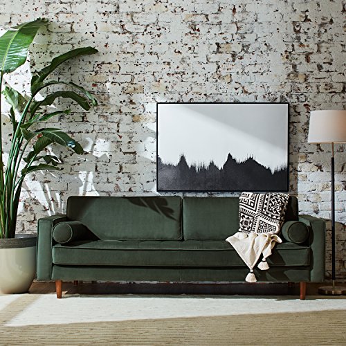 Amazon Brand β Rivet Aiden Mid-Century Modern Tufted Velvet Sofa Couch (86.6"W) - Hunter Green