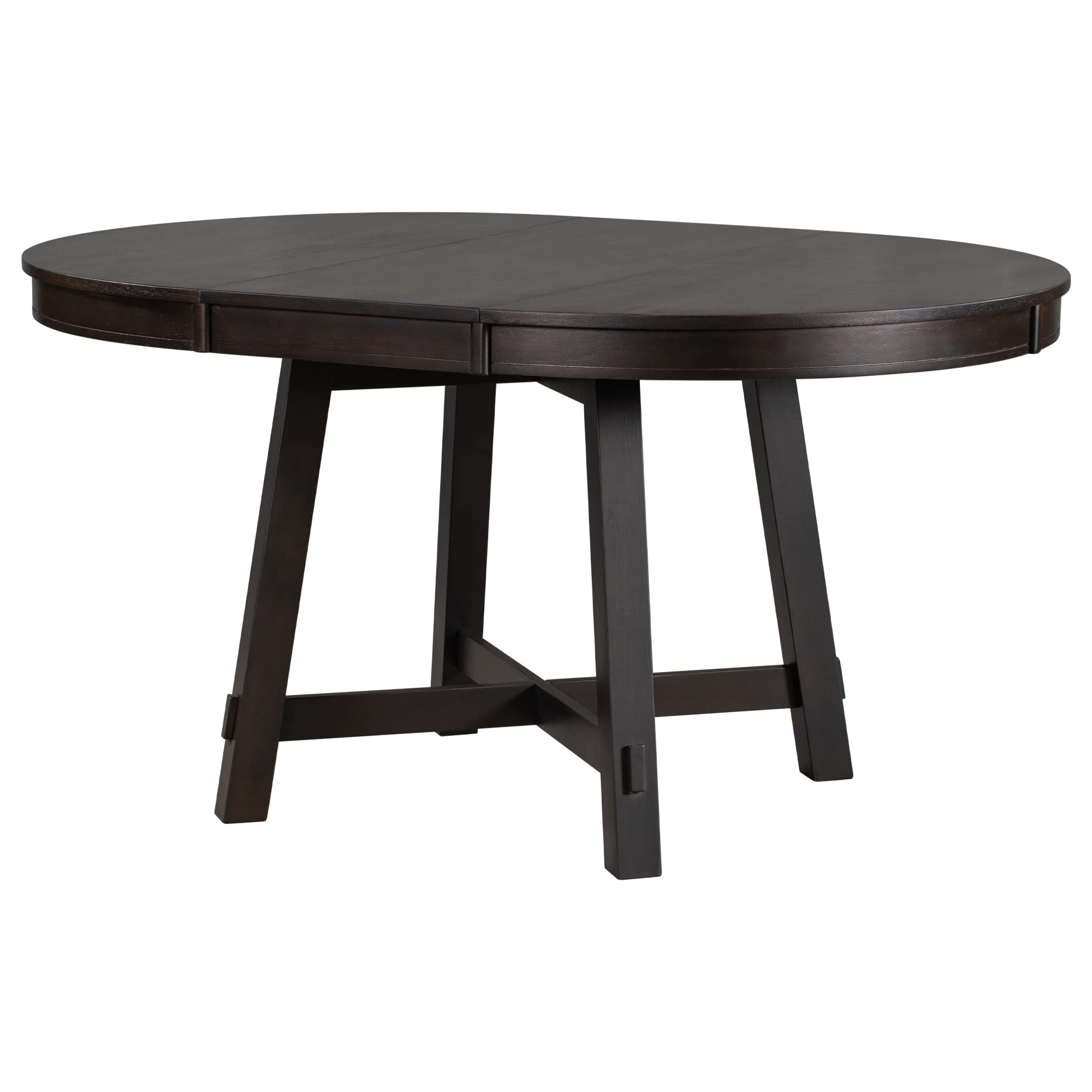 Merax Round Wood Dining Table, Farmhouse Round Extendable Dining Table with 16" Leaf Wood Kitchen Table for Dining Room, Kitchen (Espresso)