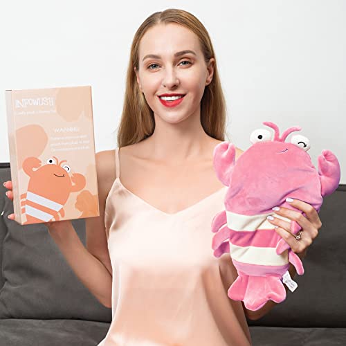 Infowush Microwave Wireless Heating Pad for Pain Relief,Lobster Plush Heating Pad with Removable Lavender Scented, Heatable Stuffed Animal,Hot Therapy for Cramps,Back,and Neck Pink