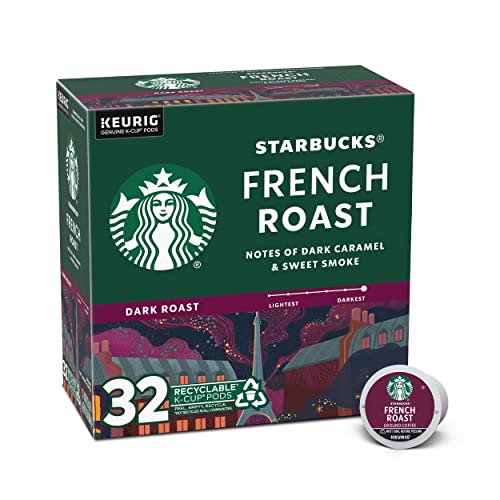 Starbucks Dark Roast K-Cup Coffee Pods â French Roast for Keurig Brewers â 1 box (32 pods)