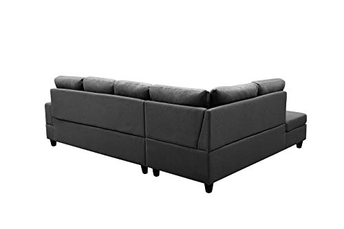 GINGVAT L-Shape Fabric Sectional Sofa,Left Consort Couch with Moveable 2 Pillows and Storage Ottoman,for Living Room Furniture Sets, Gray