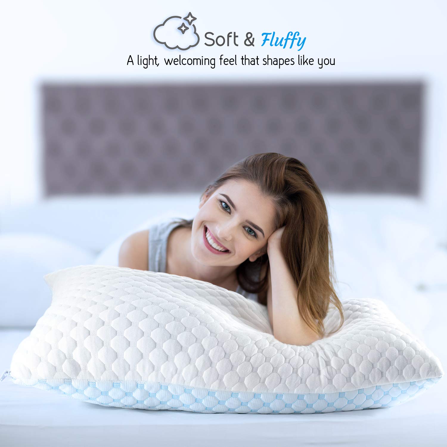 Nestl Cooling Pillow, Shredded Memory Foam Pillows King Size Set of 2, Gel Infused Cool Pillow, Adjustable King Size Pillow for Sleeping, Breathable King Pillow, Washable Removable Bed Pillow Cover