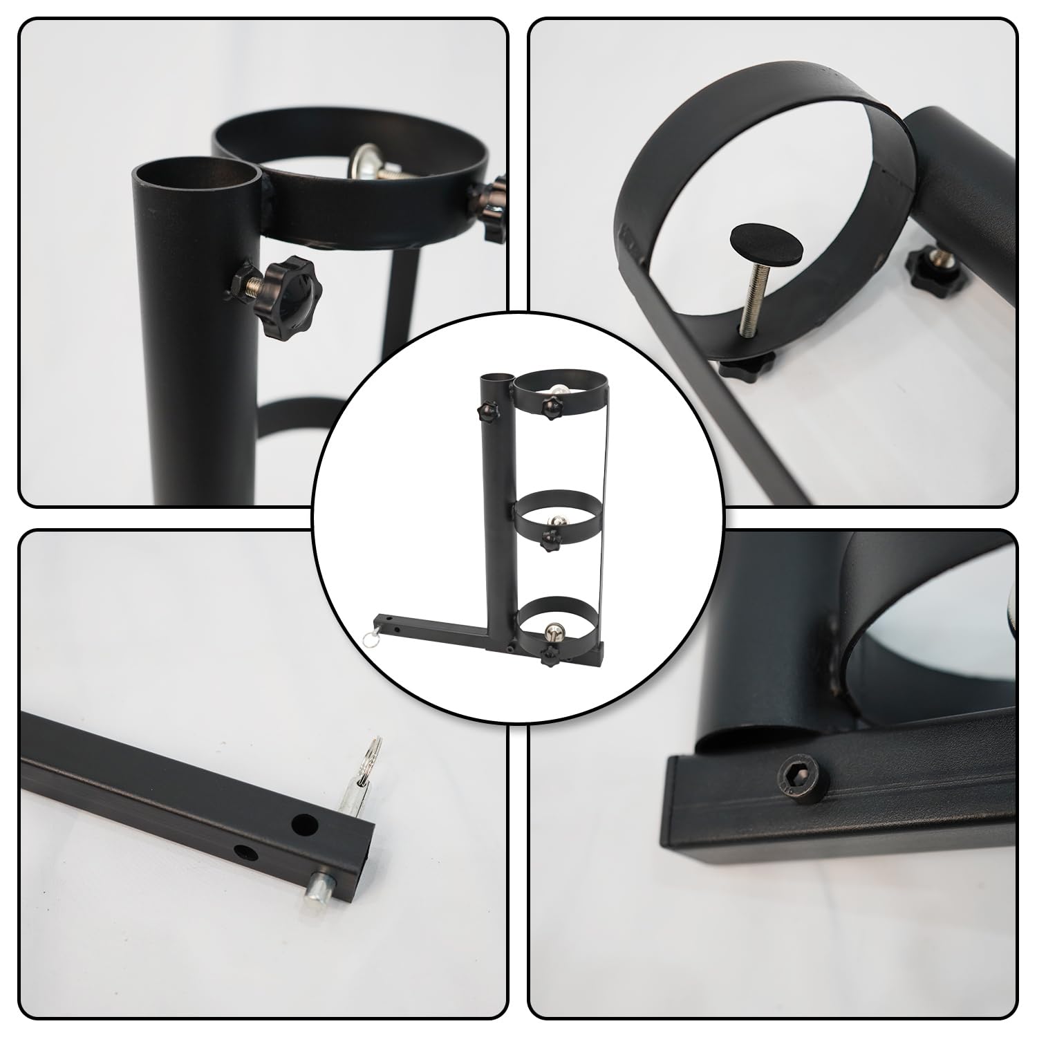 MOOFI Oxygen Tank Holder Cane Holder 2-in-1, Mobility Scooters & Power Chairs Accessories Suitable for Scooters & Power Chairs Equipped with 1" X 1" Hitch Receiver, 18.9" x 6" x 17.6"