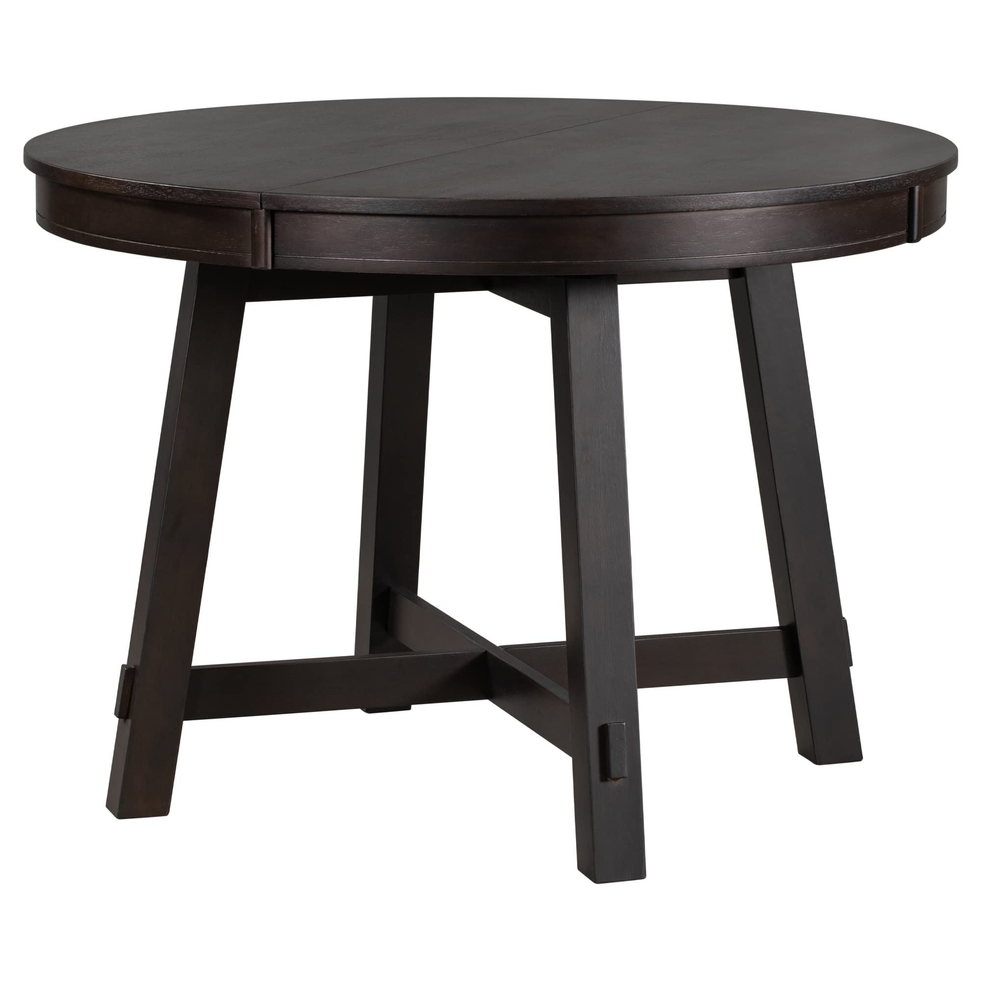 JIJIWANG Farmhouse Round Extendable Dining Table with 16" Leaf,Kitchen Table for 4-6,Table for Living Room,Home(Espresso)