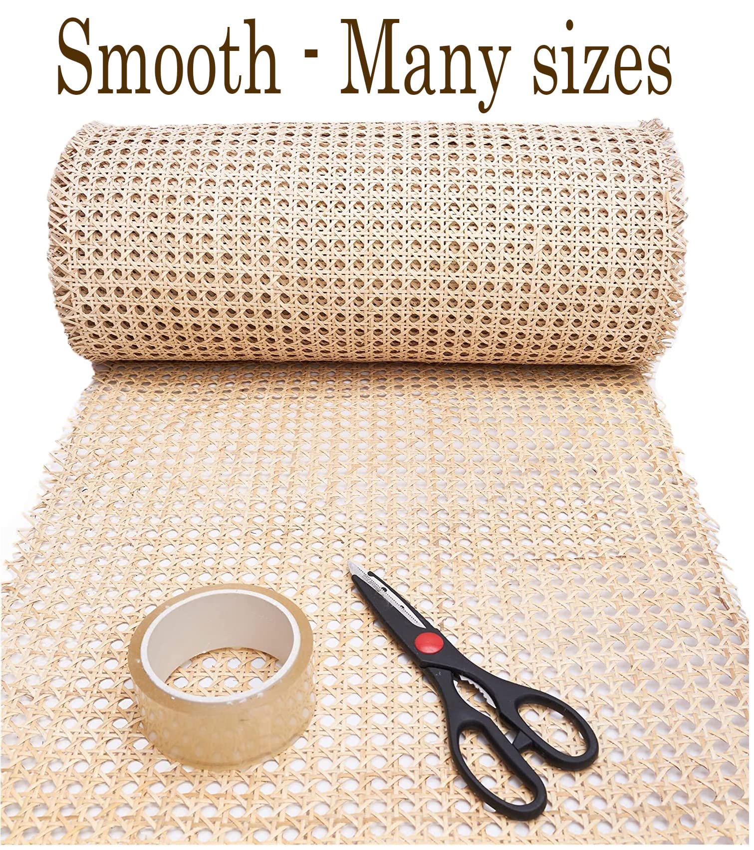 CLAYNIX 14" Width Cane Webbing, Natural Rattan Webbing for Caning Projects - Rattan Cane Webbing Roll - Net Open Weave Wicker Cane Webbing Material for Cabinet, Door (2 Ft Length)