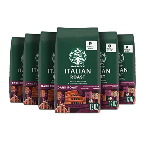 Starbucks Whole Bean Coffee—Dark Roast Coffee—Italian Roast—100% Arabica—6 bags (12 oz each)