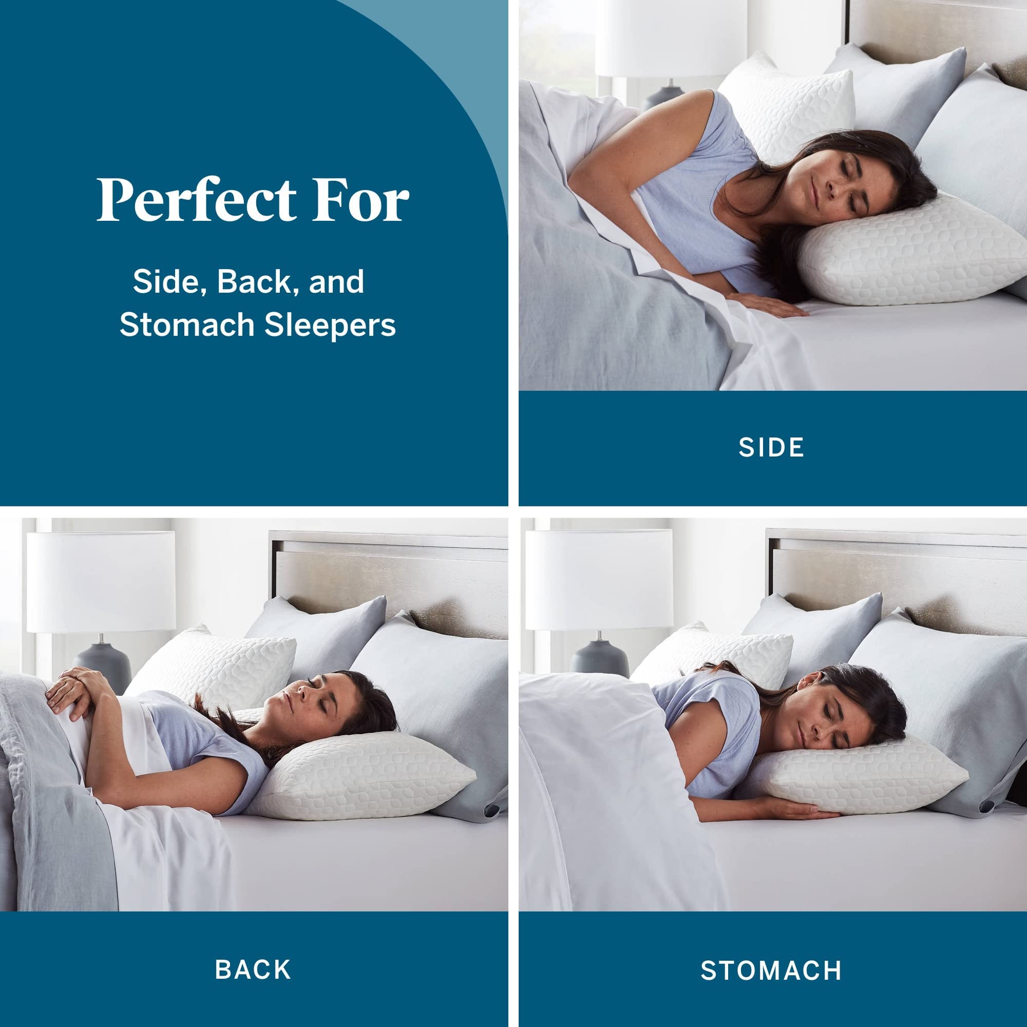 LUCID Premium Shredded Memory Foam Pillow-Hypoallergenic-Moldable Loft, King, King (Pack of 2),White