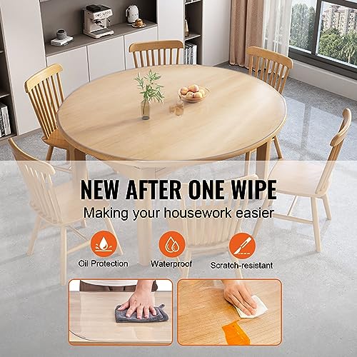 VEVOR Clear Table Cover Protector, 42 inch/1068 mm Round Table Cover, 1.5 mm Thick PVC Plastic Tablecloth, Waterproof Desktop Protector for Writing Desk, Coffee Table, Dining Room Table