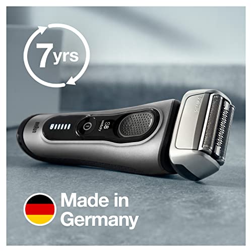 Braun Electric Razor for Men, Series 8 8457cc Electric Foil Shaver with Precision Beard Trimmer, Cleaning & Charging SmartCare Center, Galvano Silver