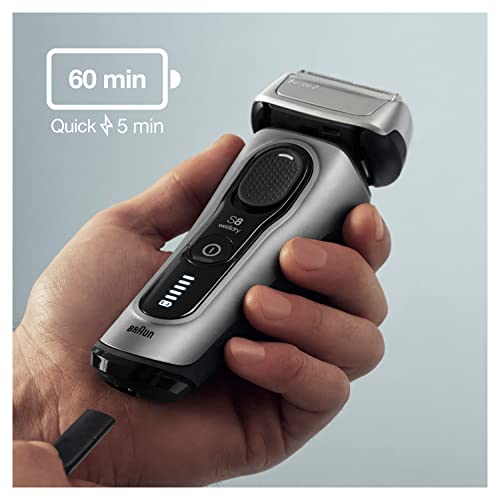 Braun Electric Razor for Men, Series 8 8457cc Electric Foil Shaver with Precision Beard Trimmer, Cleaning & Charging SmartCare Center, Galvano Silver