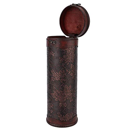 Red Wine Gift Storage Box 34cm Single Bottles Wooden Retro Decorative Carrying Case Round Barrel With Handle for Birthday Party Wedding Anniversary Celebrations