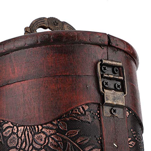 Red Wine Gift Storage Box 34cm Single Bottles Wooden Retro Decorative Carrying Case Round Barrel With Handle for Birthday Party Wedding Anniversary Celebrations