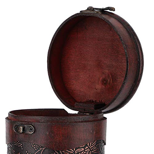 Red Wine Gift Storage Box 34cm Single Bottles Wooden Retro Decorative Carrying Case Round Barrel With Handle for Birthday Party Wedding Anniversary Celebrations