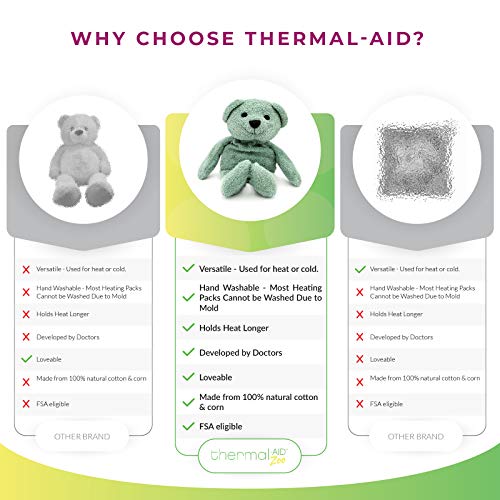 Thermal-Aid Zoo β Hunter The Green Bear β Kids Hot and Cold Pain Relief Heating Pad Microwavable Stuffed Animal and Cooling Pad β Easy Wash, Natural Sleep Aid β Pregnancy Must-Haves for Baby