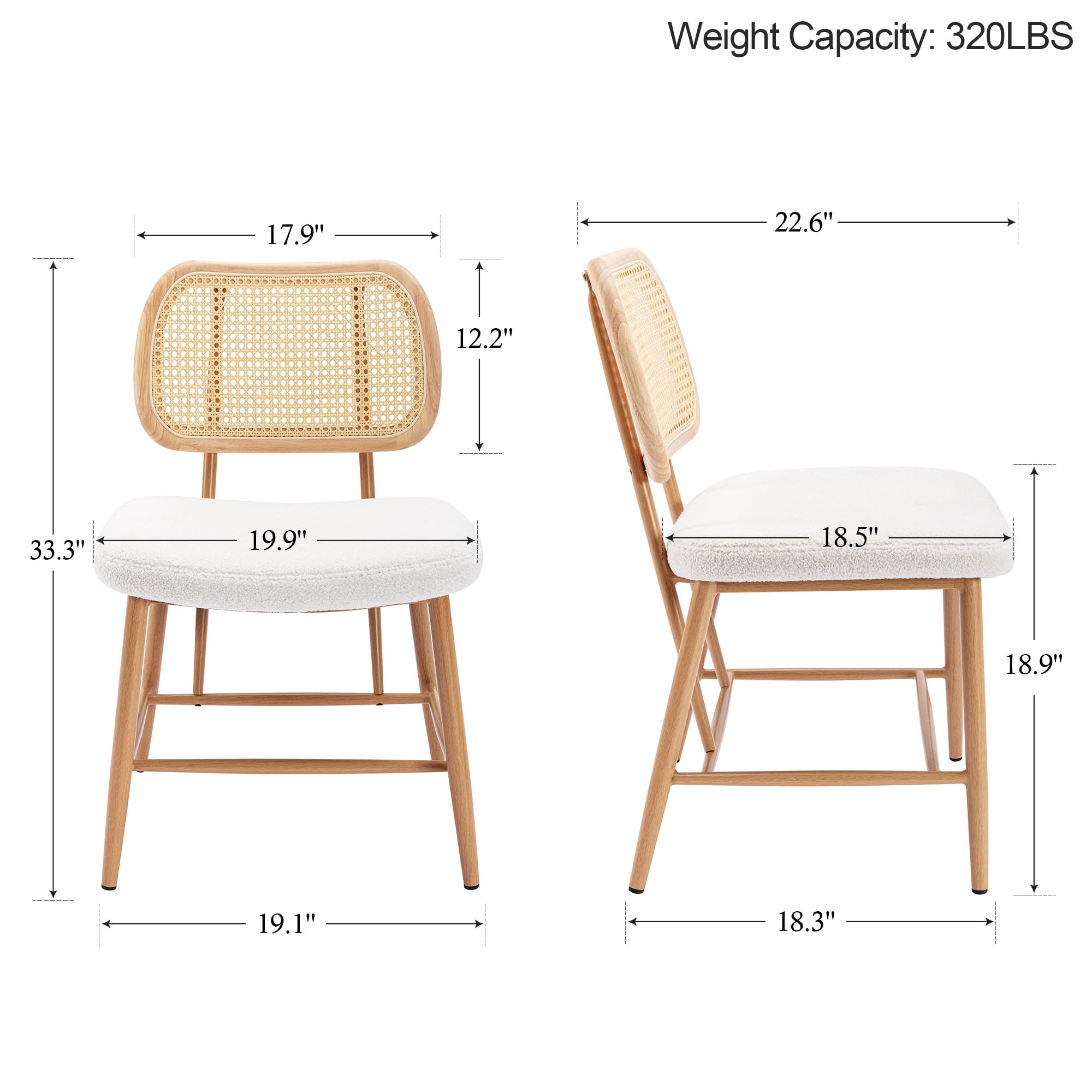 ONEVOG Classic Fabric Dining Chairs, Plush Upholstered Dining Seat,Kitchen Dining Room Chair with Curved Back, Faux Wood Metal Legs, Mid Century Modern Beige Dinner Chairs Set of 2