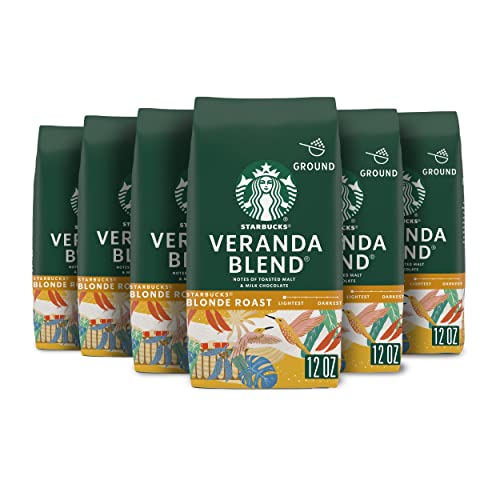 Starbucks Ground Coffee—Starbucks Blonde Roast Coffee—Veranda Blend—100% Arabica—6 bags (12 oz each)