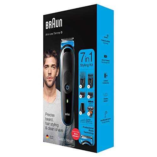 Braun Hair Clippers for Men MGK3245, 7-in-1 Beard Trimmer, Mens Grooming Kit, Cordless & Rechargeable with Gillette ProGlide Razor