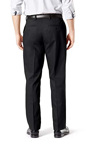 Dockers Men's Classic Fit Signature Khaki Lux Cotton Stretch Pants (Regular and Big & Tall), Black, 44W x 30L