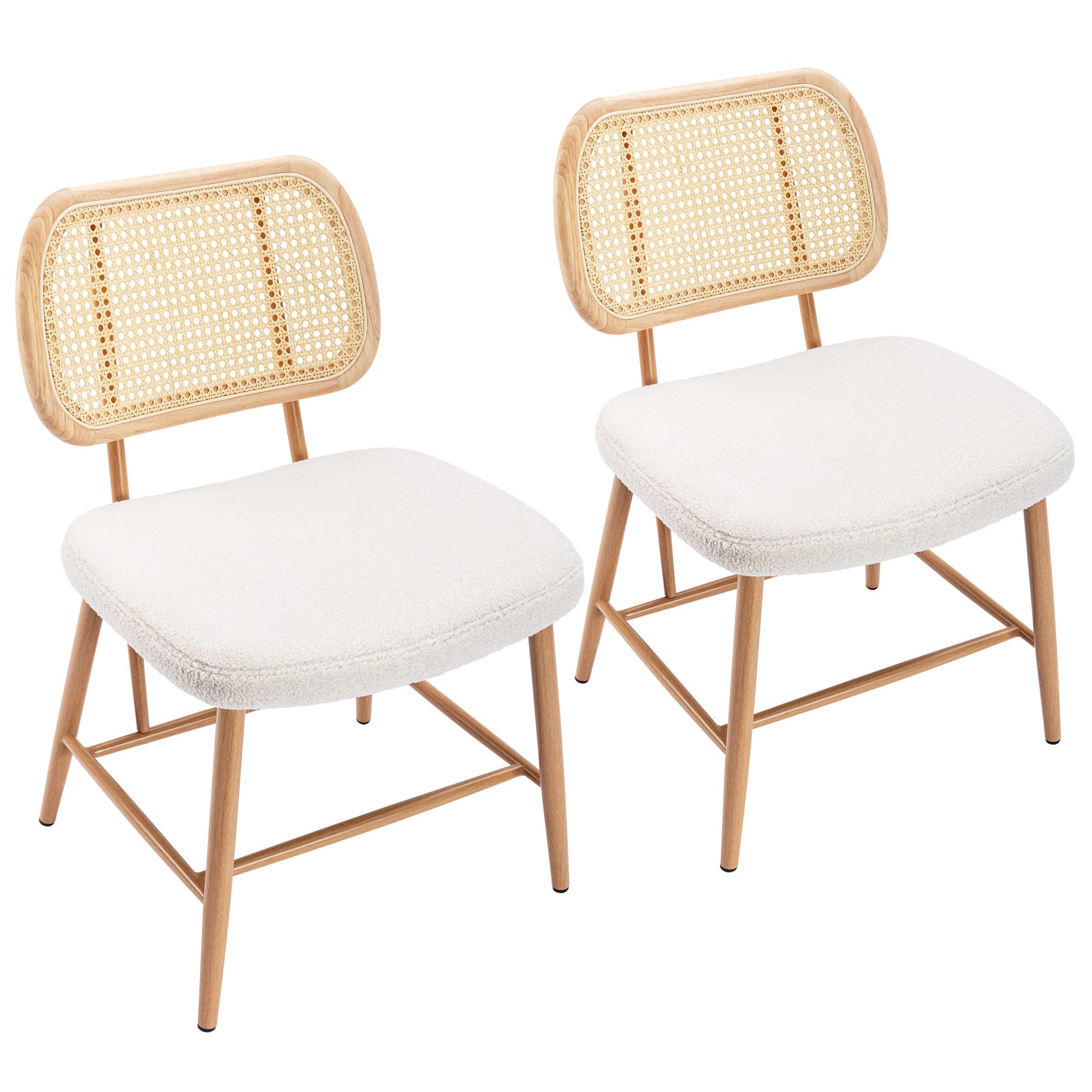 ONEVOG Classic Fabric Dining Chairs, Plush Upholstered Dining Seat,Kitchen Dining Room Chair with Curved Back, Faux Wood Metal Legs, Mid Century Modern Beige Dinner Chairs Set of 2