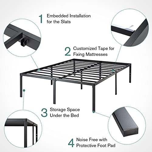 IMUsee Heavy Duty Full Size Platform Bed Frame with 16.5" Large Under Bed Storage Space, Sturdy Metal Frame/ Mattress Foundation/ No Box Spring Needed/ Easy Assembly/Noise-Free