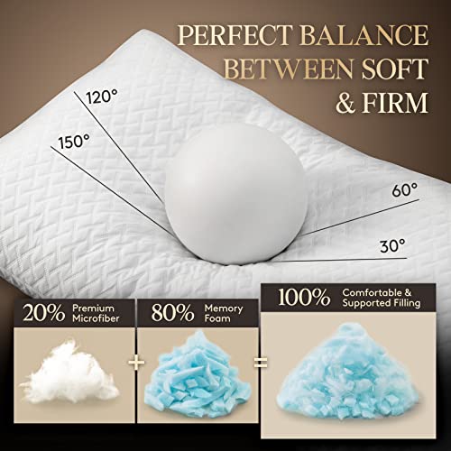 Lifewit Shredded Memory Foam Pillow King Size - Premium Adjustable Loft Hypoallergenic Cooling Pillow for Sleeping for Side, Back, Stomach Sleepers, Washable Cover - CertiPUR-US Certified