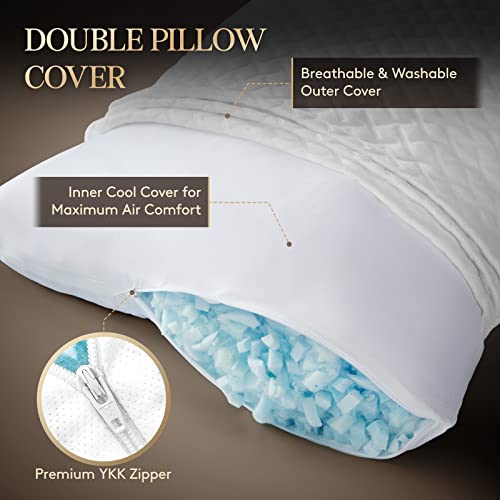Lifewit Shredded Memory Foam Pillow King Size - Premium Adjustable Loft Hypoallergenic Cooling Pillow for Sleeping for Side, Back, Stomach Sleepers, Washable Cover - CertiPUR-US Certified