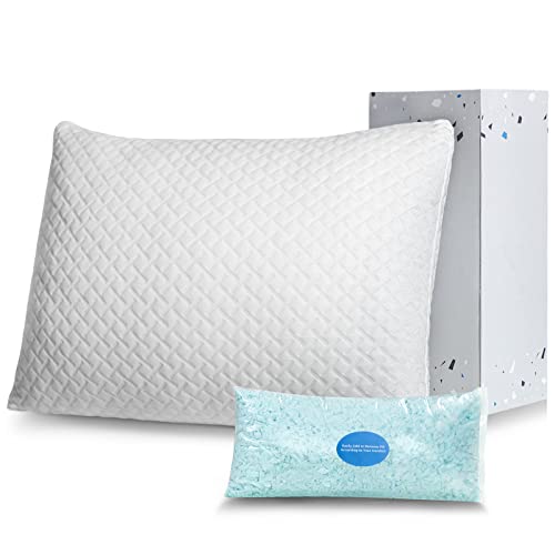 Lifewit Shredded Memory Foam Pillow King Size - Premium Adjustable Loft Hypoallergenic Cooling Pillow for Sleeping for Side, Back, Stomach Sleepers, Washable Cover - CertiPUR-US Certified