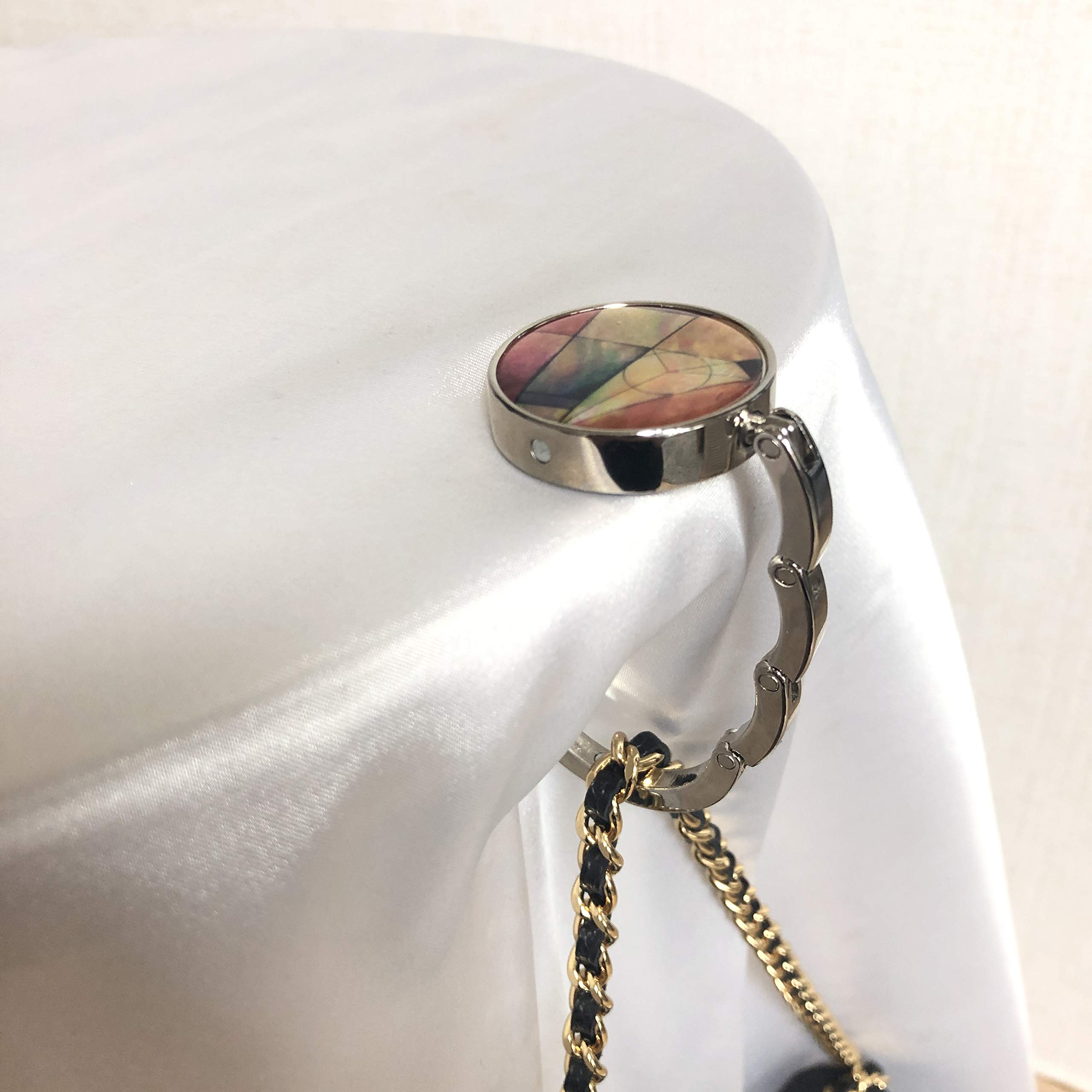 Store-Play Mother of Pearl Purse Hook Magnet Clip Table Handbag Hanger Foldable Table Holder (New Patchwork)