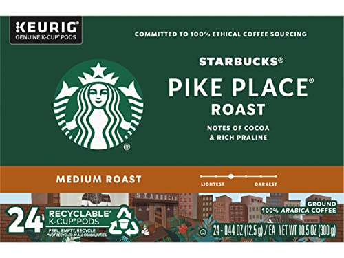 Starbucks Pike Place Roast Coffee K-Cup Portion Packs for Keurig Brewers, 72 Count (3 boxes of 24 K-Cups)