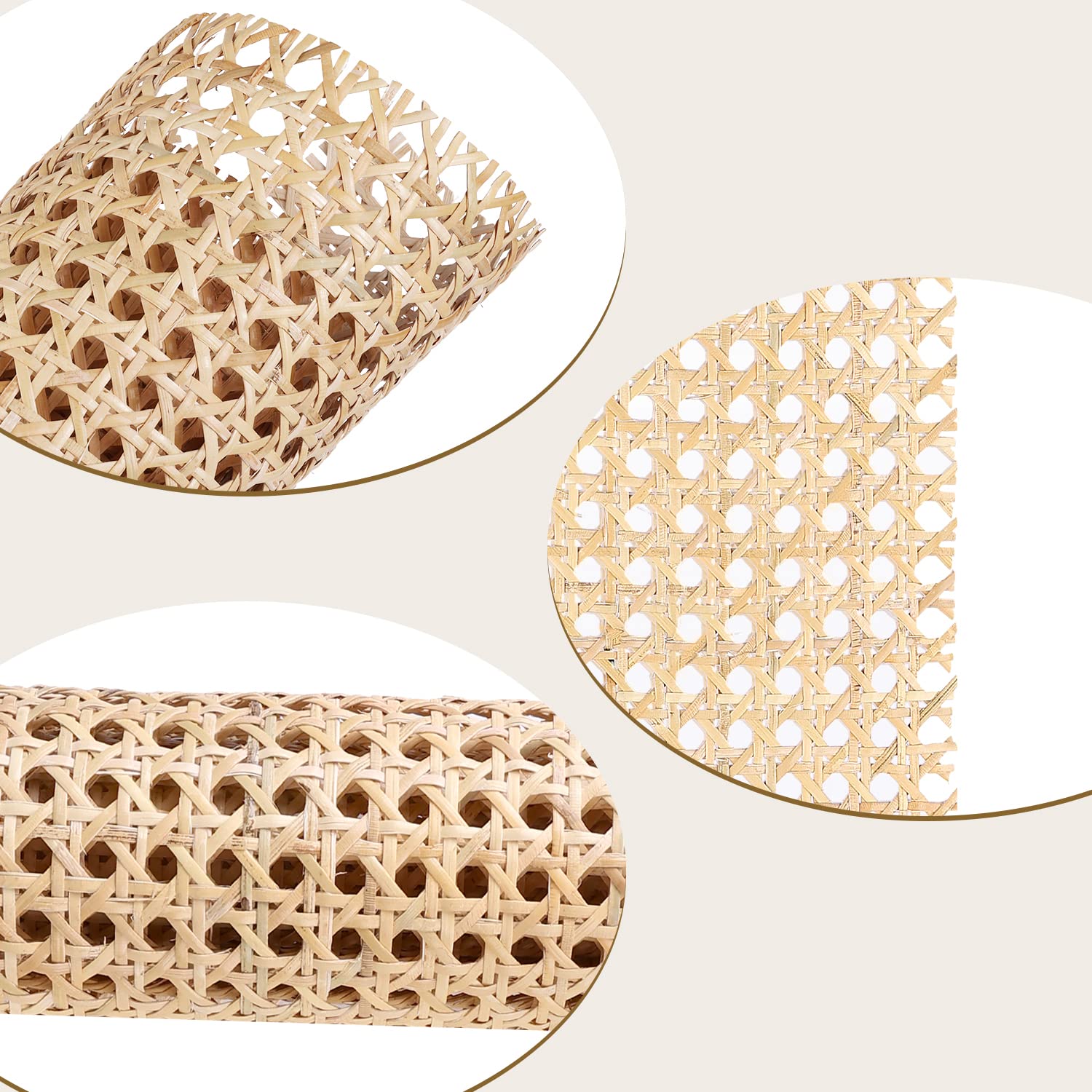 Cane Rattan Webbing Roll, 3.28ft x 15.8inch Woven Open Rattan Mesh Natural Rattan Webbing for Caning Projects Star Anise Wide Rattan for DIY Crafts Cabinet Chair Furniture