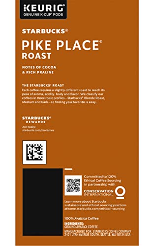Starbucks Pike Place Roast Coffee K-Cup Portion Packs for Keurig Brewers, 72 Count (3 boxes of 24 K-Cups)