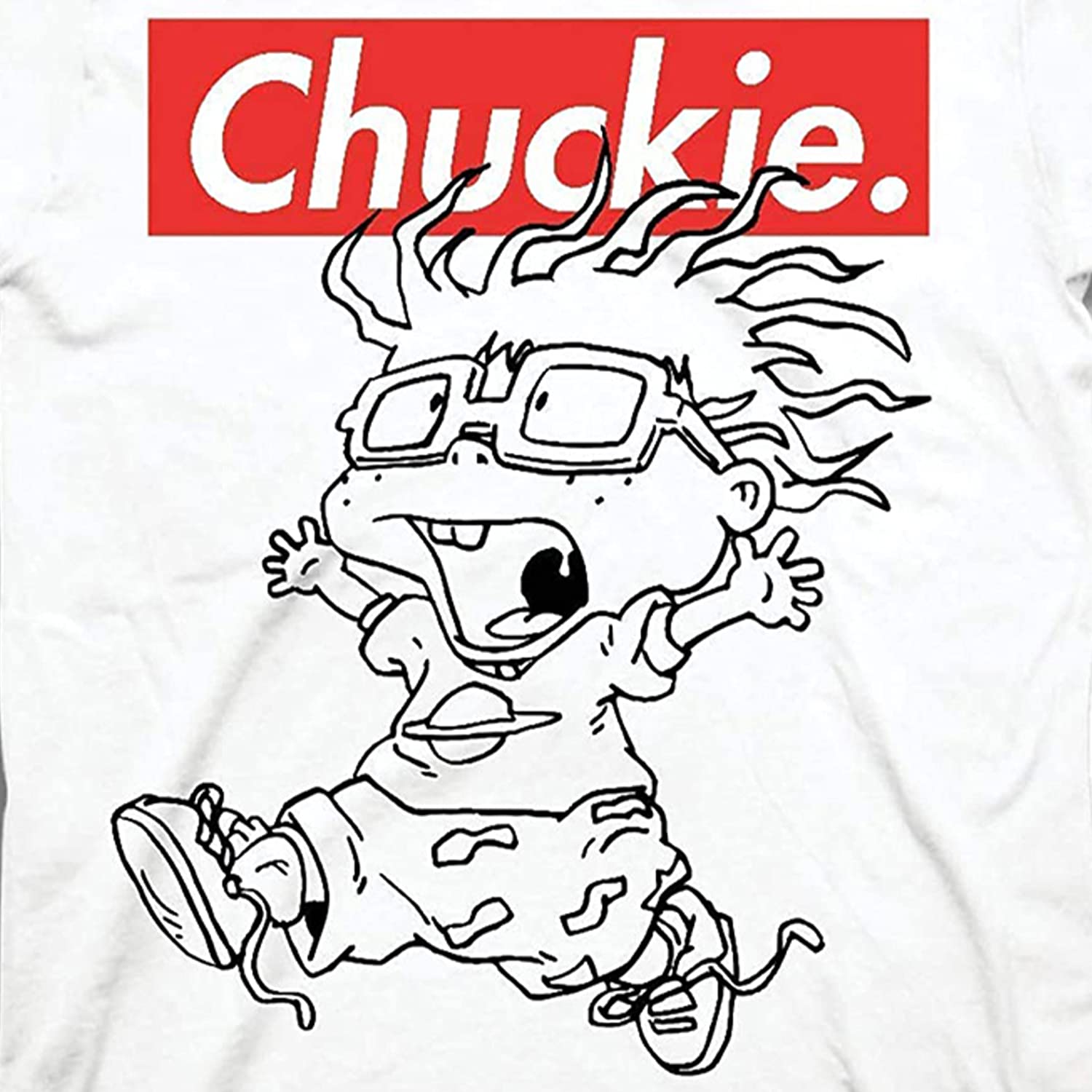 Nickelodeon Mens 90's Classic Shirt - Rugrats Chuckie Classic T-Shirt (White, Medium)