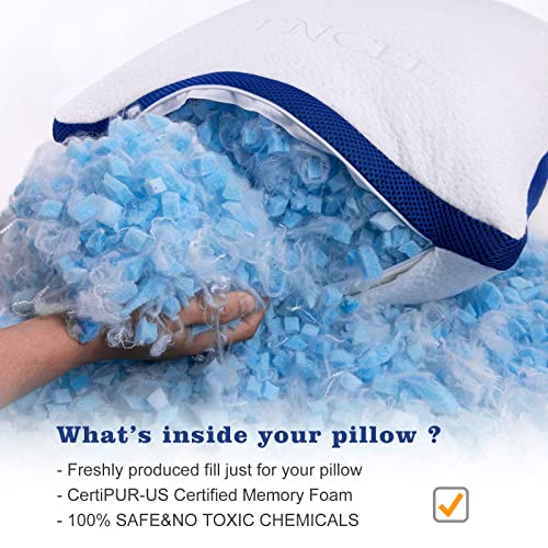 OYT Cooling Bed Pillows for Sleeping 2 Pack King Size Shredded Memory Foam Pillows for Sleeping Set of 2 with Adjustable Loft Bed Gel Pillows for Back and Side Sleeper