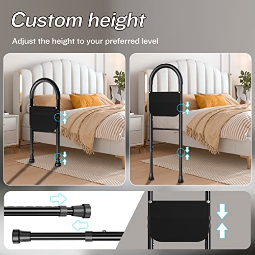 Hearvo Bed Rail - Bed Rails for Elderly Adults -with Storage Pocket & Anti Slip armrest - Bed Railings for Seniors & Surgery Patients - The Bed Cane Fits Any Bed