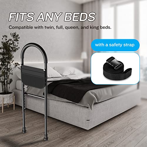 Hearvo Bed Rail - Bed Rails for Elderly Adults -with Storage Pocket & Anti Slip armrest - Bed Railings for Seniors & Surgery Patients - The Bed Cane Fits Any Bed