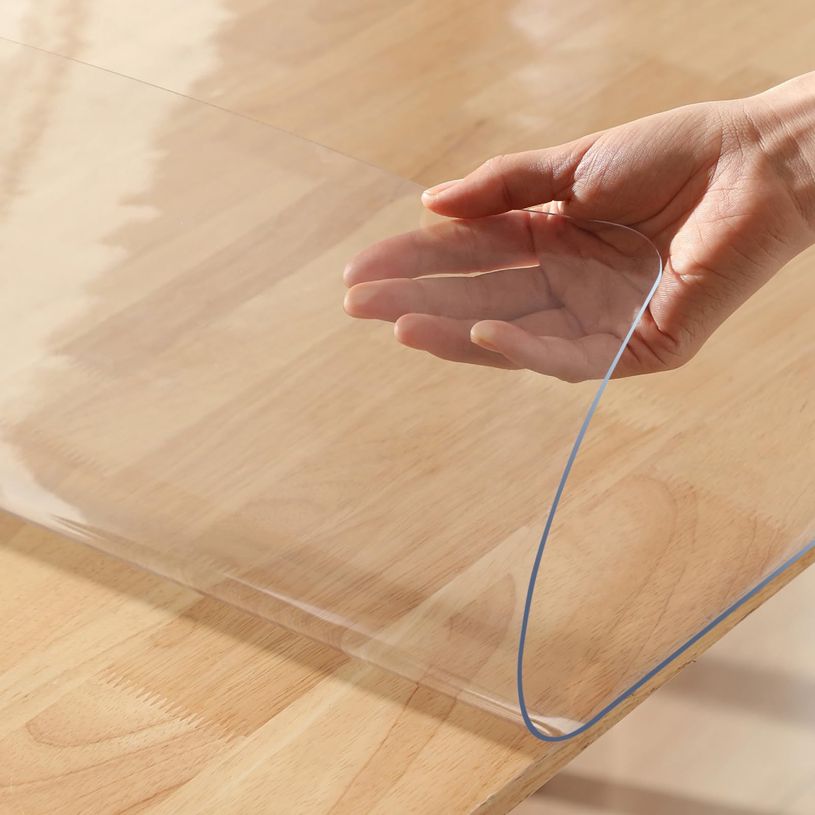 53 Inch Round Clear Dining Table Protector Tablecloth Cover Desk Top Pad Mat for Glass Furniture Study Coffee End Bed Sofa Side Bistro Bar Corner Pub Night Stand Dinner Table Thick Plastic PVC Vinyl
