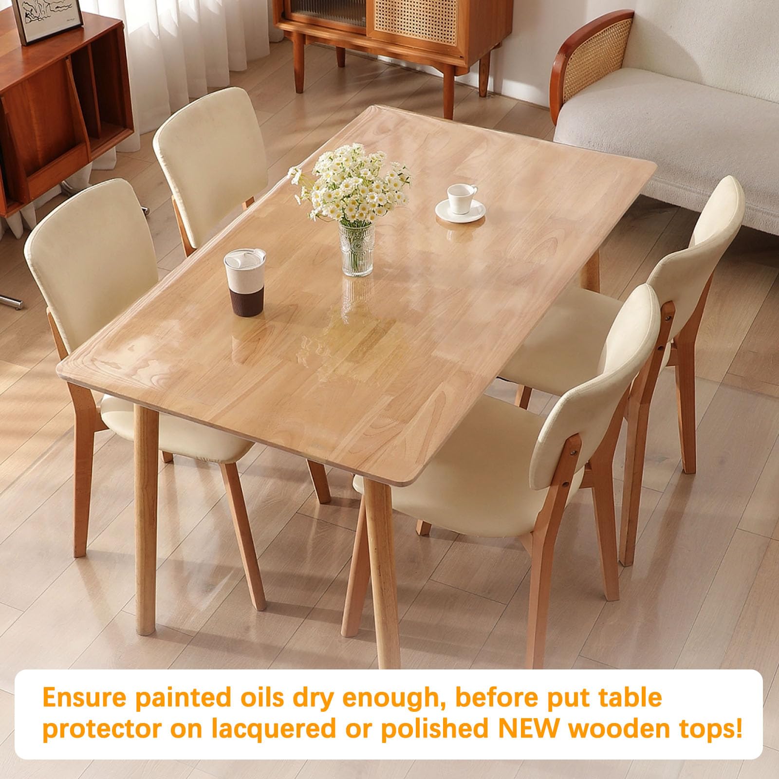 53 Inch Round Clear Dining Table Protector Tablecloth Cover Desk Top Pad Mat for Glass Furniture Study Coffee End Bed Sofa Side Bistro Bar Corner Pub Night Stand Dinner Table Thick Plastic PVC Vinyl