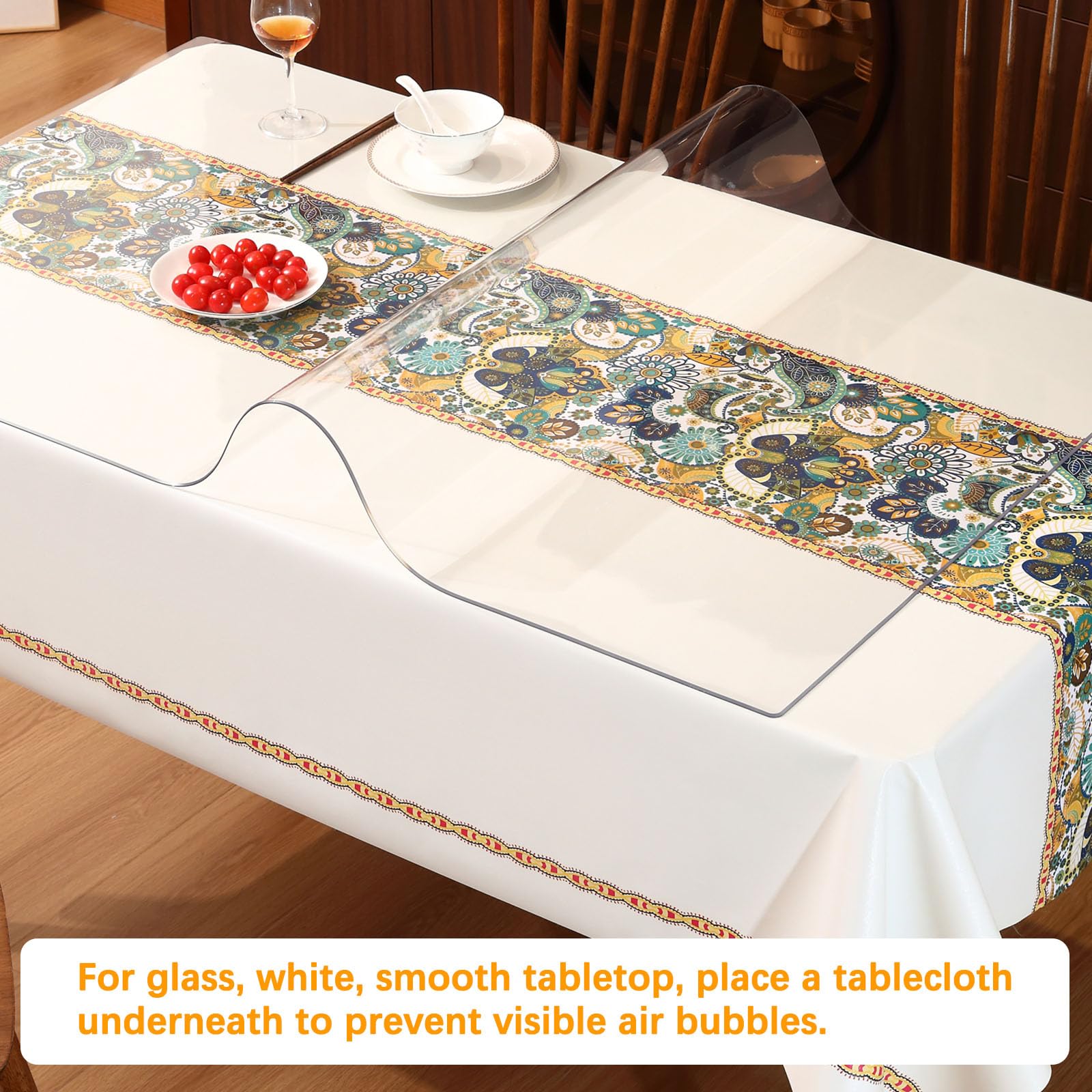 53 Inch Round Clear Dining Table Protector Tablecloth Cover Desk Top Pad Mat for Glass Furniture Study Coffee End Bed Sofa Side Bistro Bar Corner Pub Night Stand Dinner Table Thick Plastic PVC Vinyl