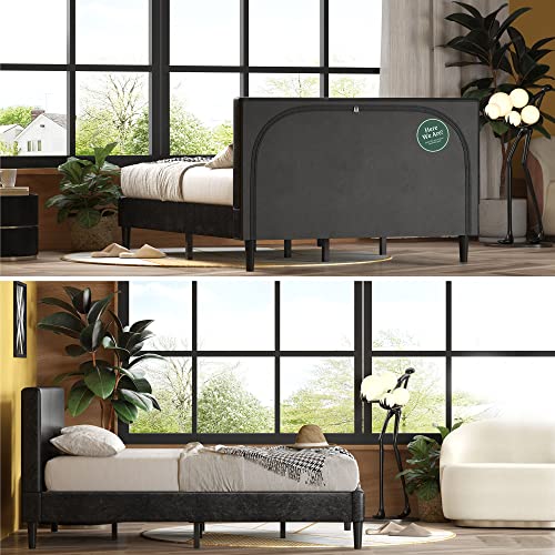ZINUS Jade Faux Leather Upholstered Platform Bed Frame / Mattress Foundation with Wood Slat Support / No Box Spring Needed / Easy Assembly, Queen