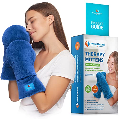 Microwavable Therapy Mittens with Flaxseed – Moist Heat Therapy Relief for Hands and Fingers in Cases of Stiff Joints, Trigger Finger, Inflammation, Raynaud's, Carpal Tunnel – Natural Unscented Gloves