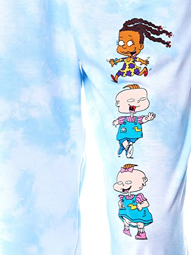 INTIMO Rugrats Cartoon Tie Dye Womens' Pajama Loungewear Hooded Jogger Set PJ (X-Small) Blue